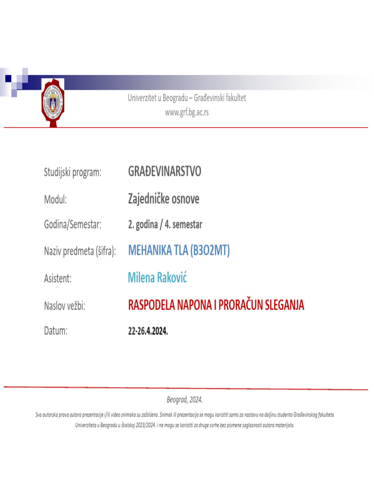 Vezba 7 Raspodela Napona I Proracun Sleganja | PDF