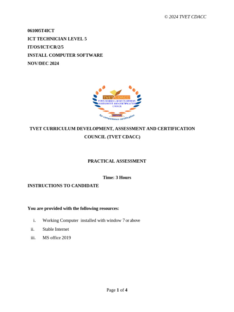 Install Computer Software - Candidate Practical Tool | PDF | Directory (Computing) | Computing