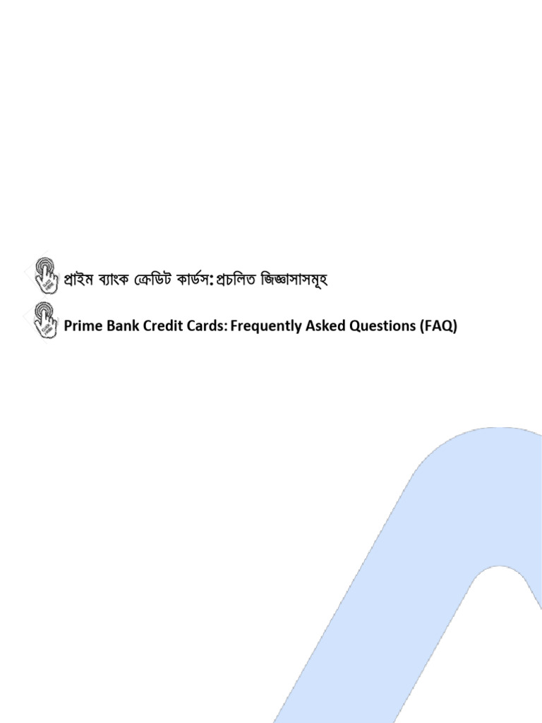 Prime Bank Credit Cards Frequently Asked Questions (FAQ) | PDF | Credit ...