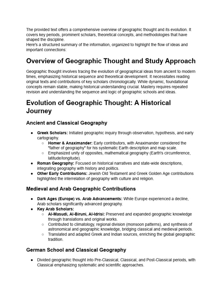 Evolution of Geographic Thought Overview | PDF | Geography | Science