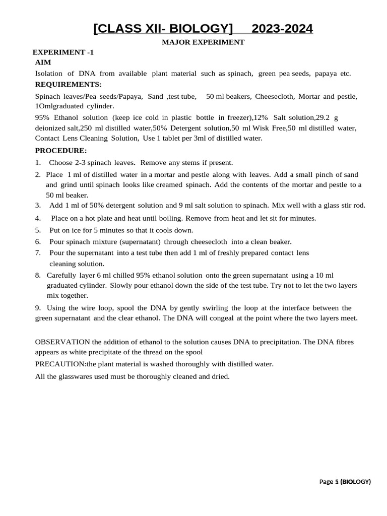 Major Biology Experiments for Class XII | PDF | Meiosis | Ovary