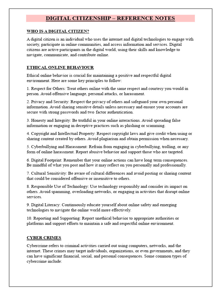 Understanding Digital Citizenship Essentials | PDF | Cybercrime | Security