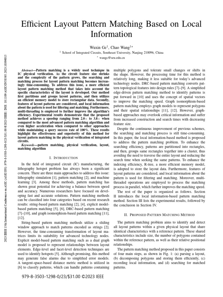 9 Efficient Layout Pattern Matching Based On Local Information | PDF