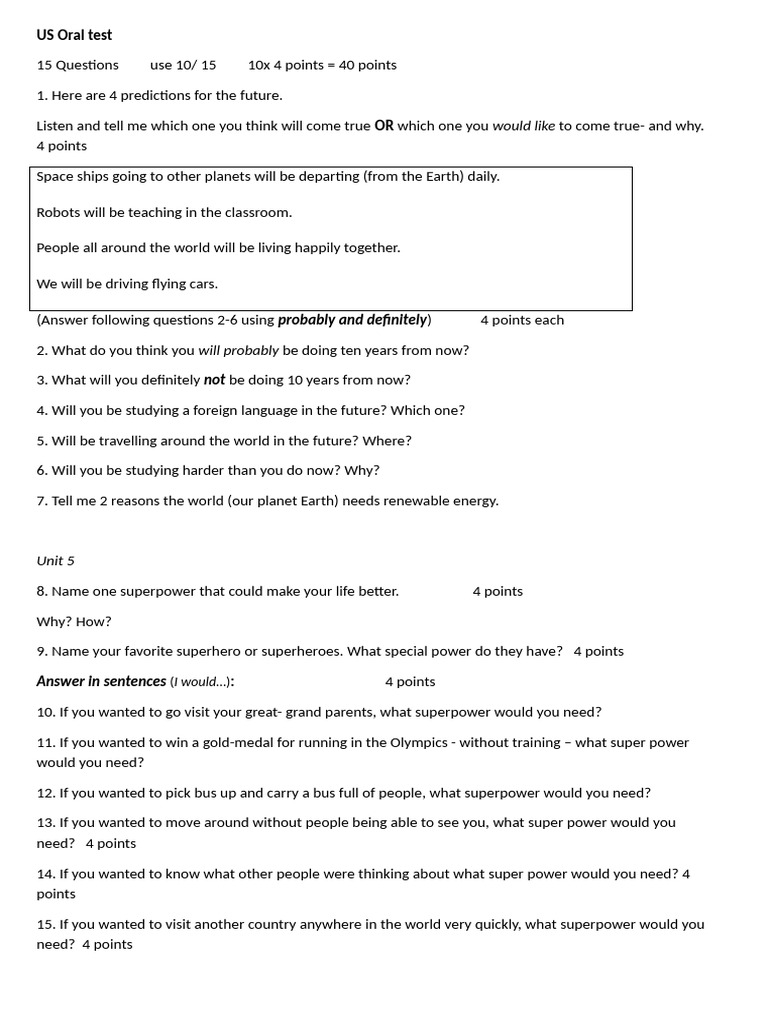 US Oral TestJAN | PDF