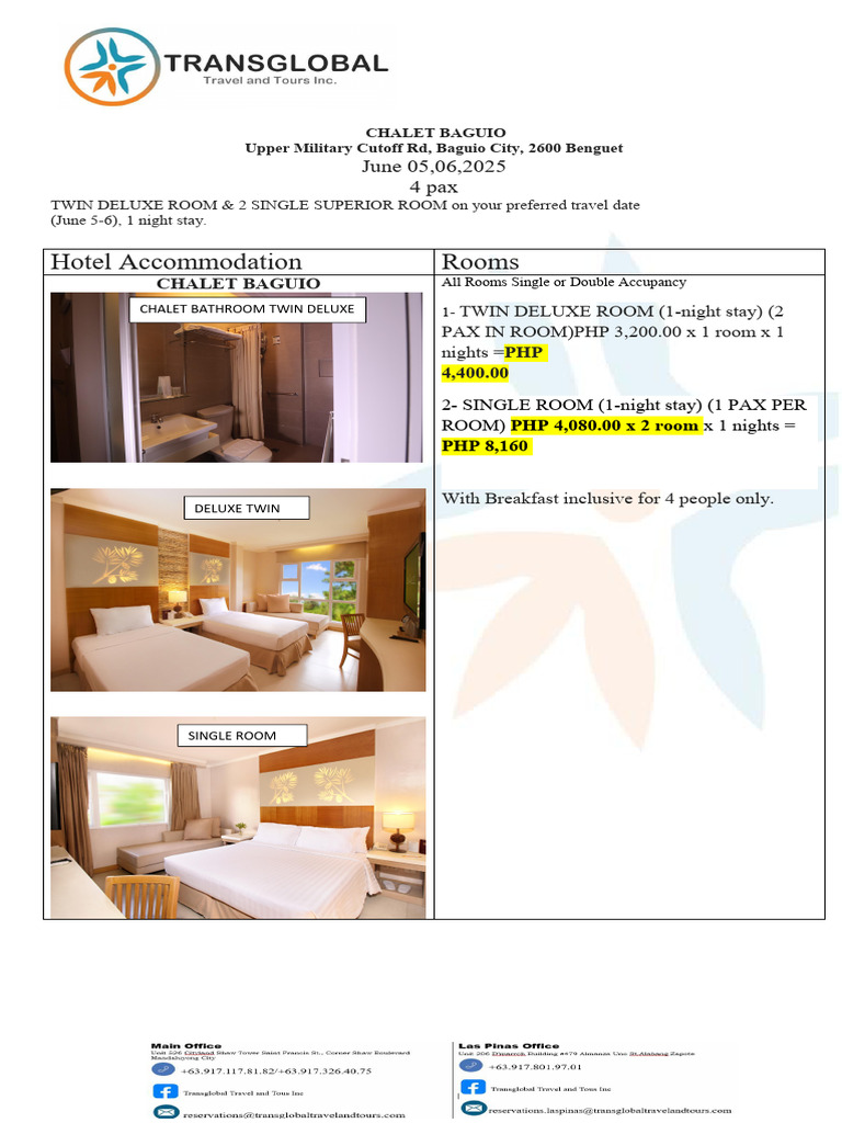 Baguio Hotel Accom Quotation | PDF