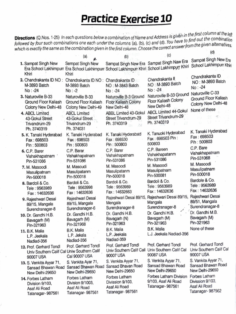Clerical Aptitude Test 10 | PDF