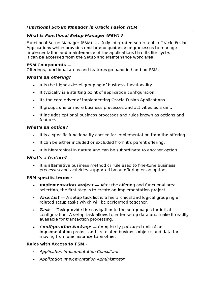 Overview of Oracle Fusion FSM | PDF | Software Engineering | Computer ...