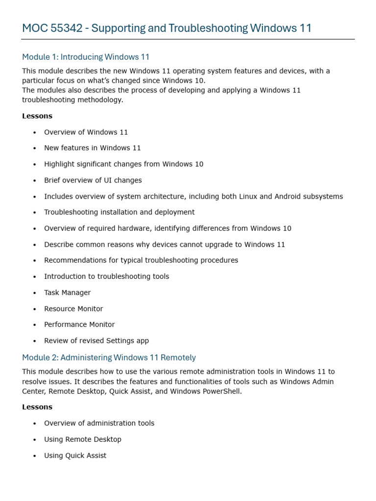 Windows 11 Support and Troubleshooting Guide | PDF | Microsoft Windows ...