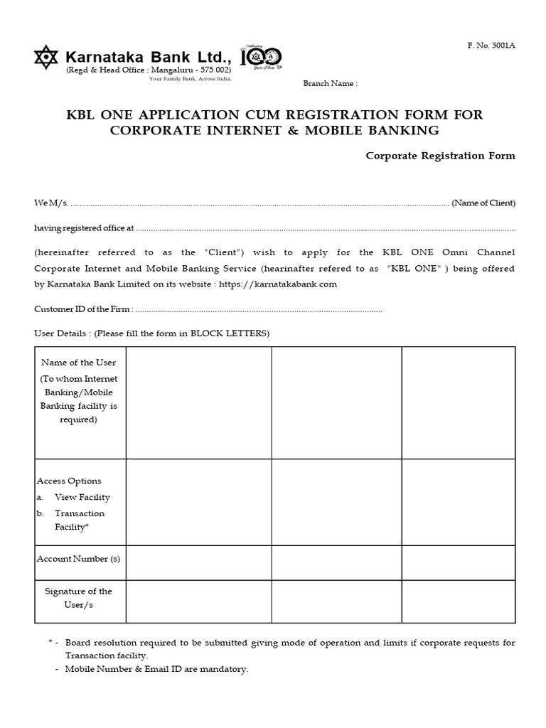 KBL ONE Corporate Banking Application Form | PDF | Indemnity | Online ...