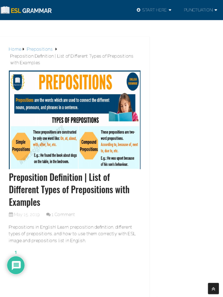 Preposition Definition List of Different Types of Prepositions With ...