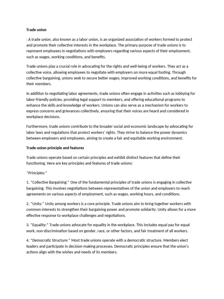 Understanding Trade Union Functions | PDF | Cost Of Living | Collective ...