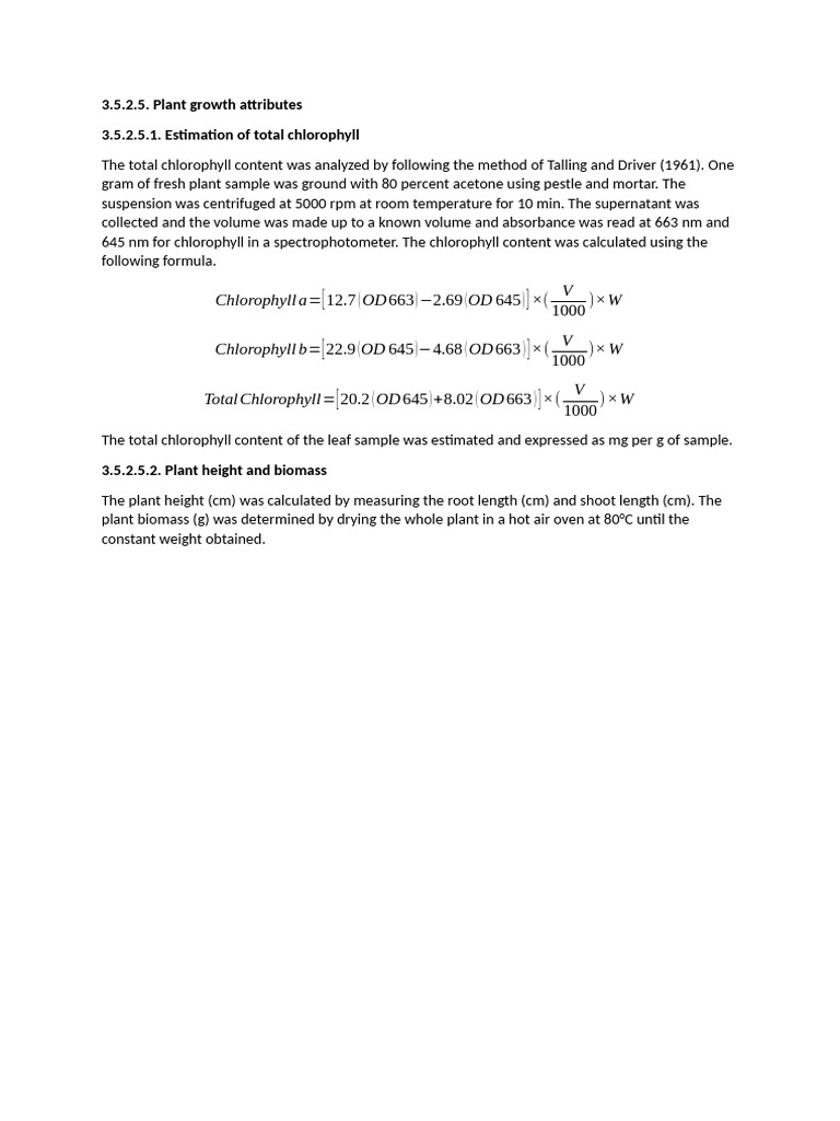 Chlorophyll Method | PDF