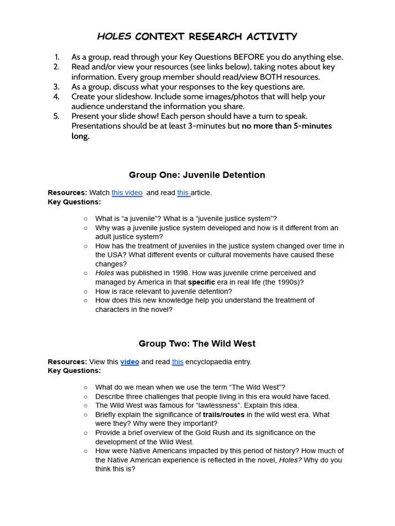 1.1 Context Research Activity Key Questions YEAR 7 | PDF