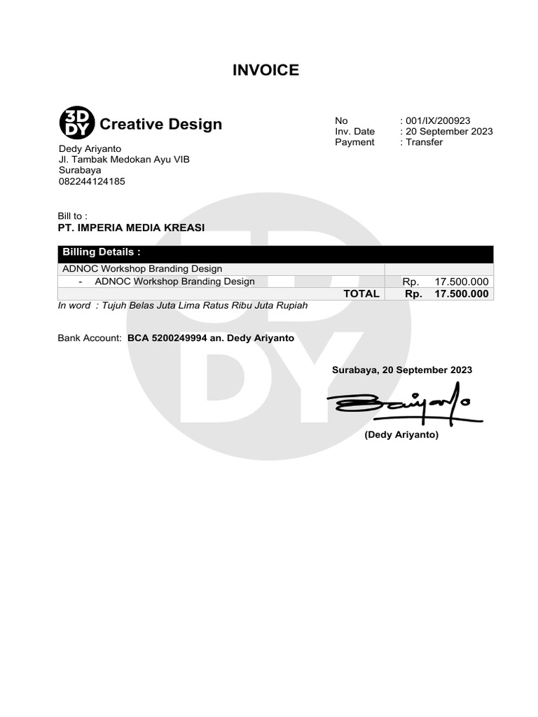 INVOICE ADNOC Workshop Branding Design | PDF