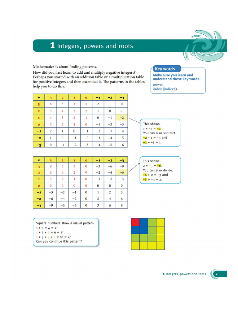 CAM9. Chap 1. Integers, Powers and Roots | PDF | Multiplication | Numbers