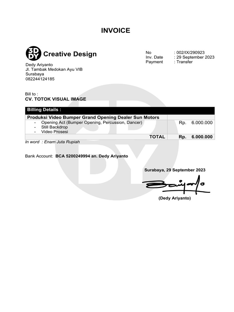 Invoice Go Sun Motors | PDF