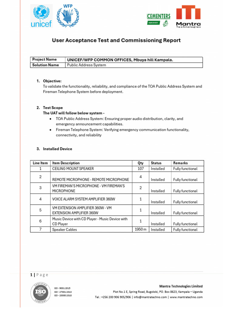 UAT Public Address System | PDF | Sound Technology | Information And ...