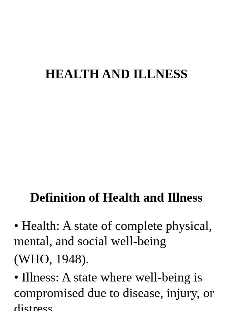 Health and Illness Overview | PDF