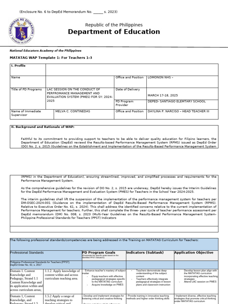 Wap Pmes | PDF | Educational Assessment | Differentiated Instruction