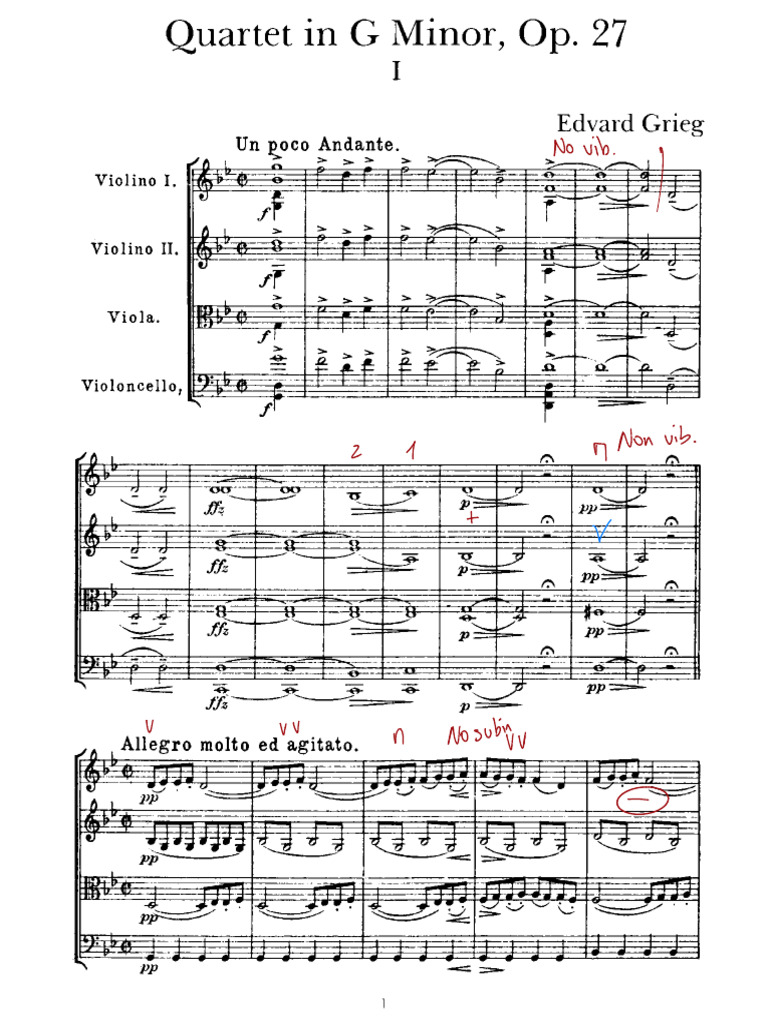 Grieg String Quartet in g Minor | PDF
