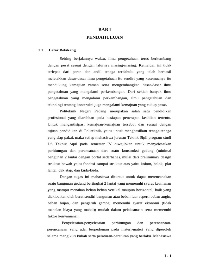 Contoh Bab 1 Pendahuluan Tentang Proyek Bangunan | PDF