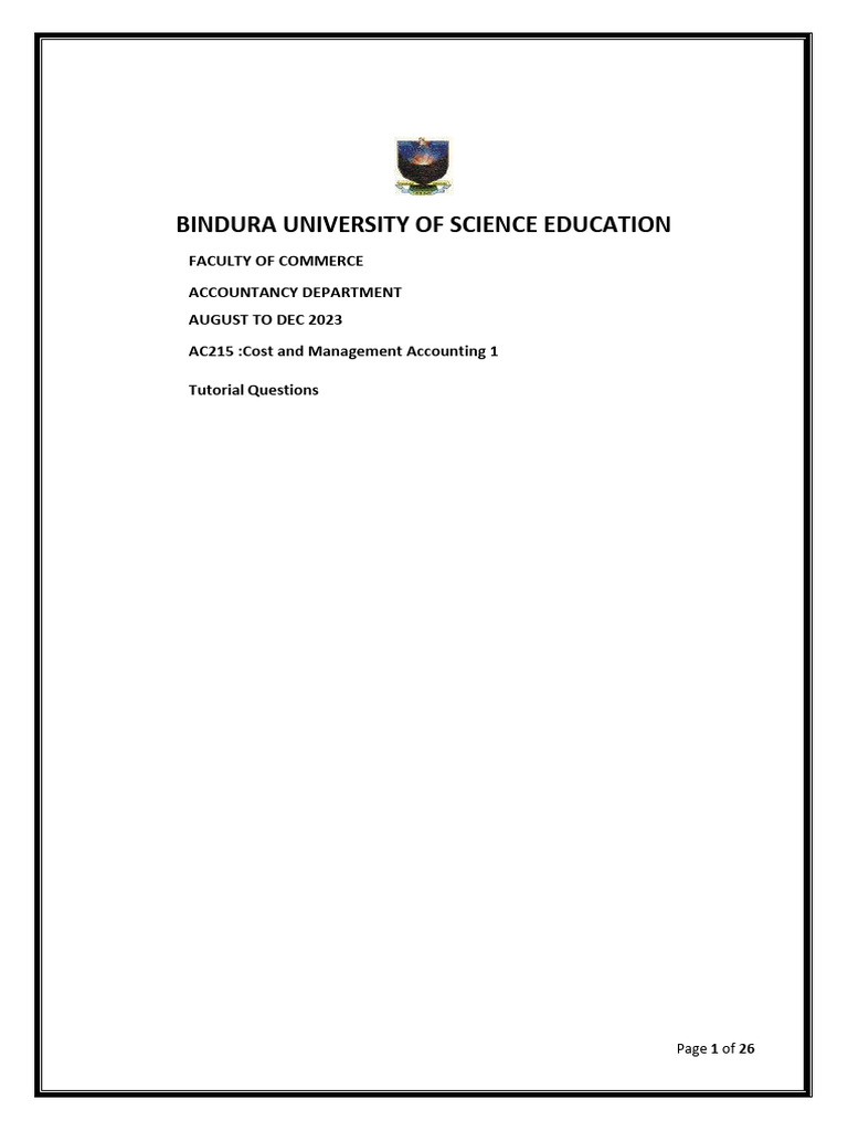 AC215 Tutorial Questions 2023 (Batch A) - 1 | PDF | Inventory | Cost Of ...