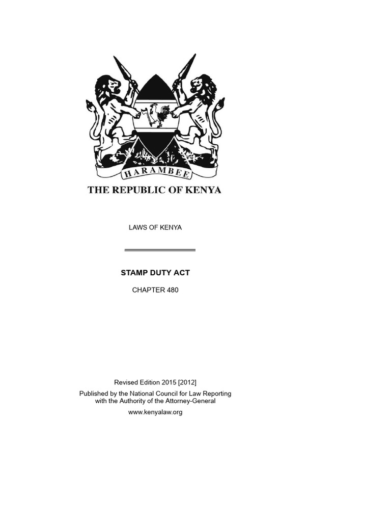 Kenya Stamp Duty Act Overview | PDF | Negotiable Instrument ...