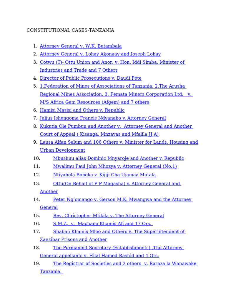 Constitutional Cases in Tanzania | PDF