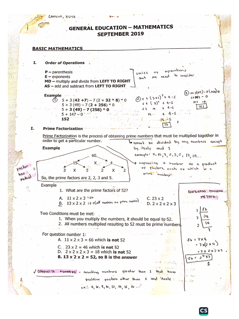 Gen - Ed. Mathematics September 2019 | PDF
