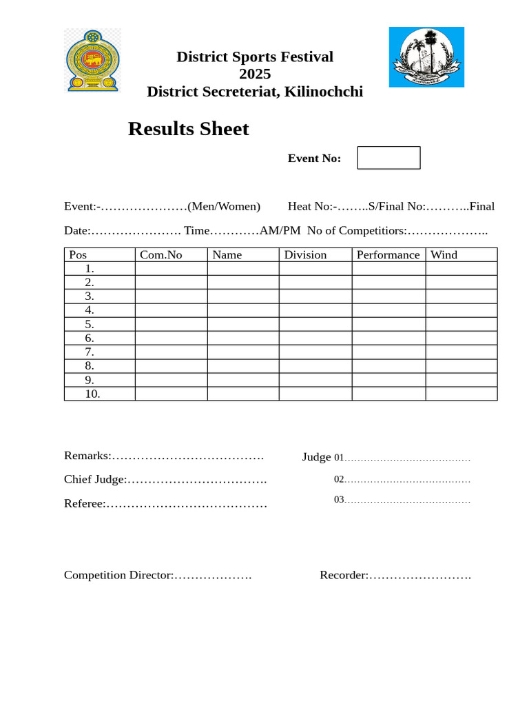 Results Sheet | PDF