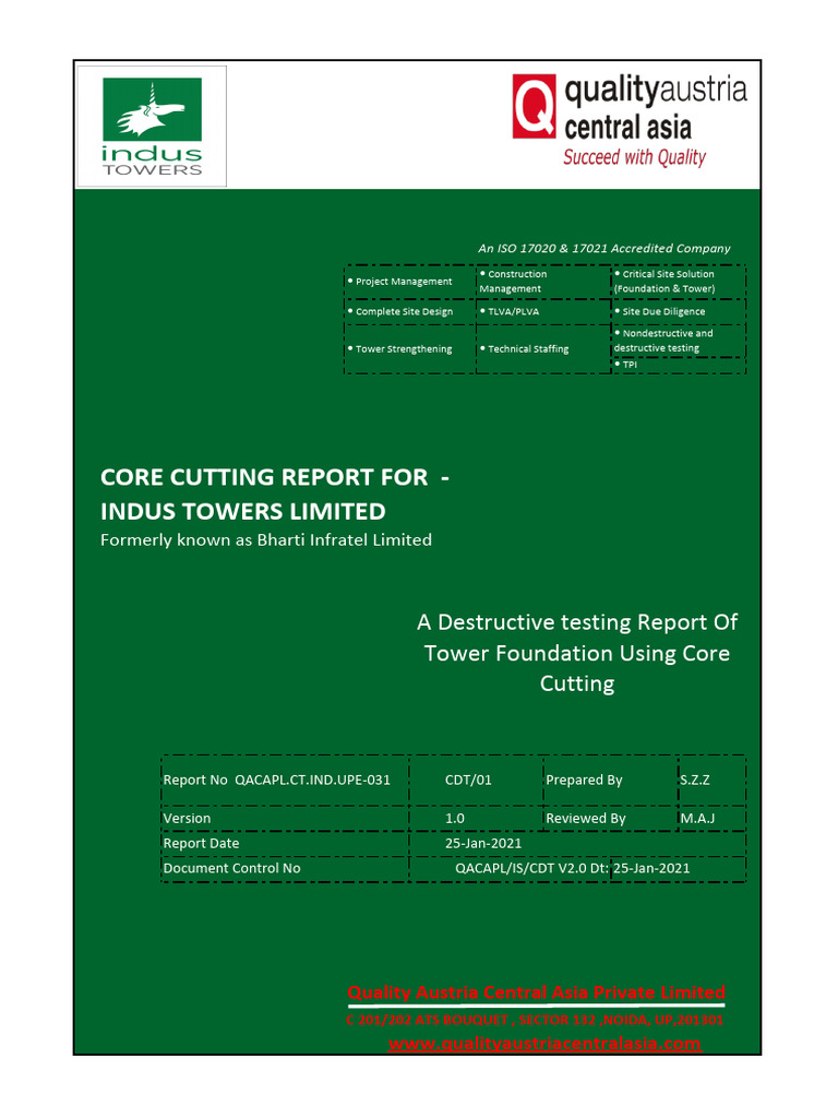 Core Cutting Report Ptw01 | PDF | Concrete | Deep Foundation