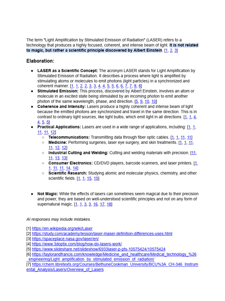 Light Amplification by Stimulated Emission of Radiation Magic | PDF ...