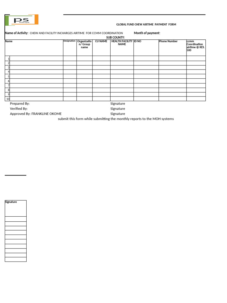 Airtime Payment Form CCMM and Covid 19-1-122804 | PDF