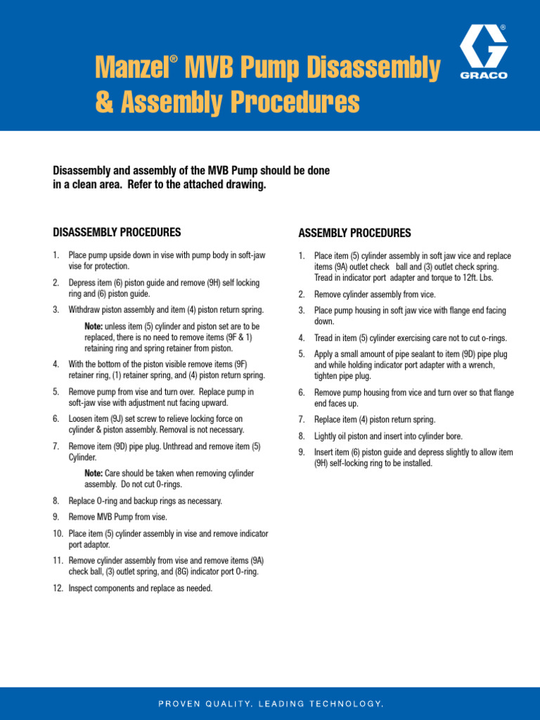 L43506EN-A, Manzel MVB Pump Disassembly & Assembly Procedures | PDF | Piston | Cylinder (Engine)