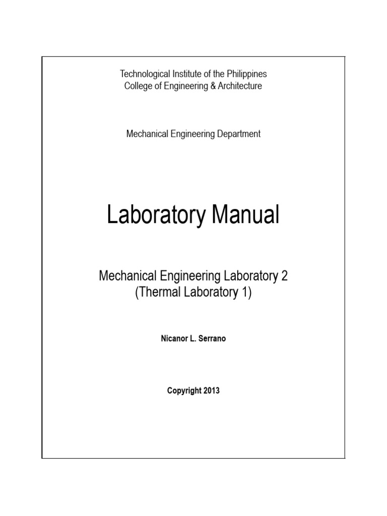 Mechanical Engineering Lab Manual: Thermal Experiments | PDF | Pump | Heat