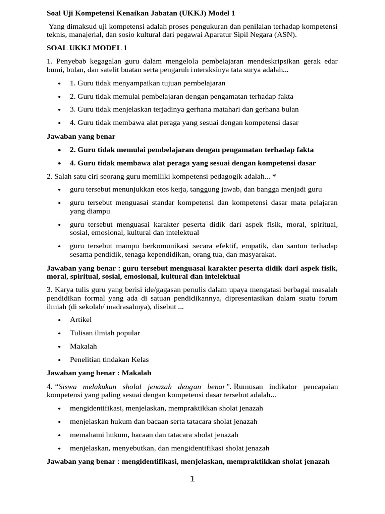 Contoh Soal Ujikom Fungsional Guru | PDF