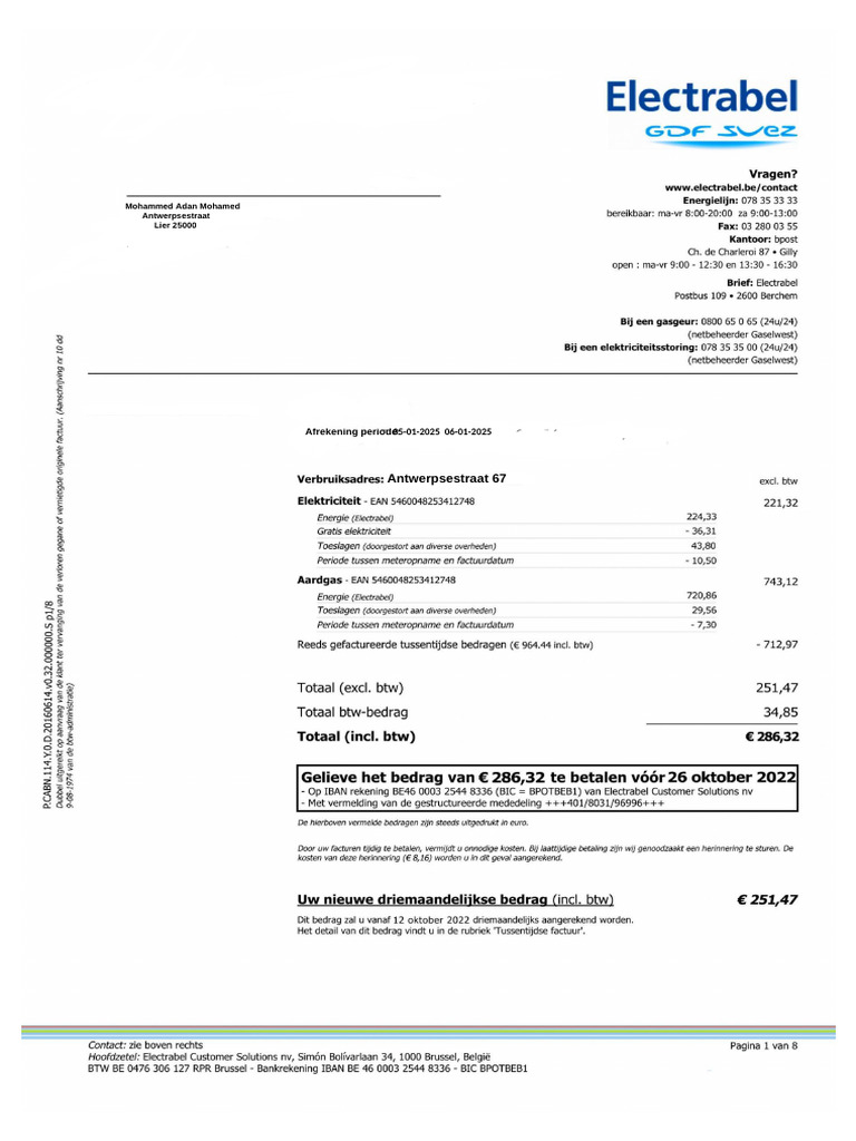 Electrabel Bank Statment Real New | PDF