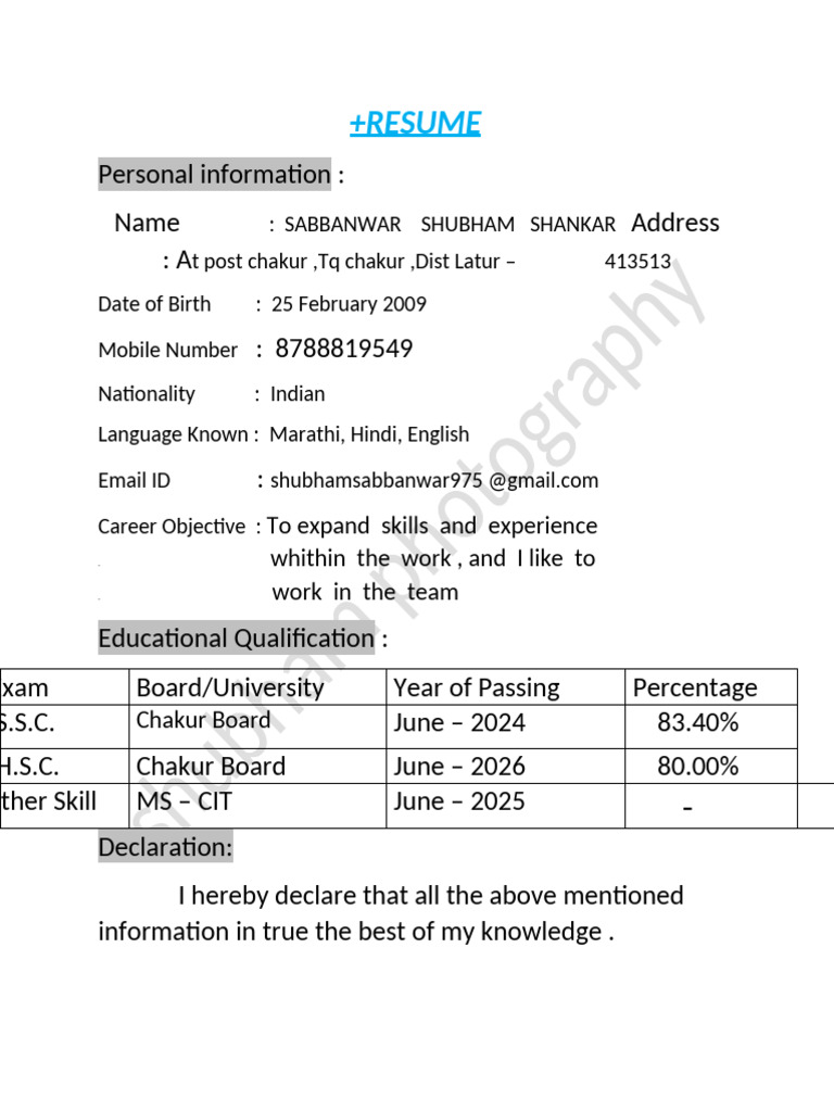 (Resume) Shubham 3 | PDF