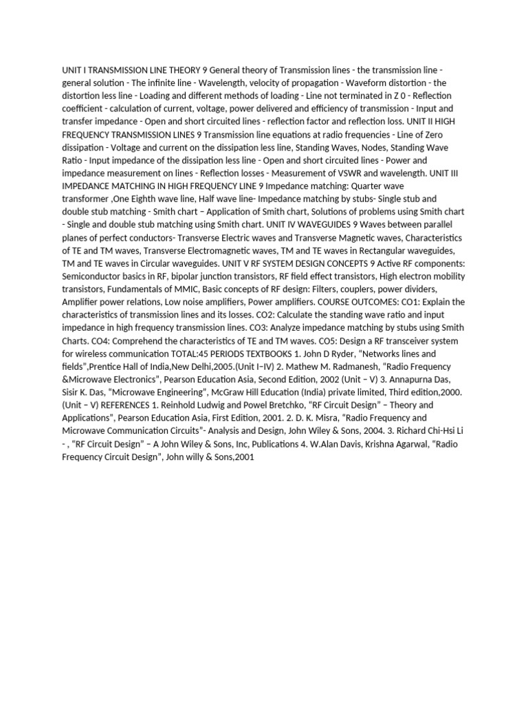 Transmission Line Theory & RF Design | PDF | Transmission Line | Waves
