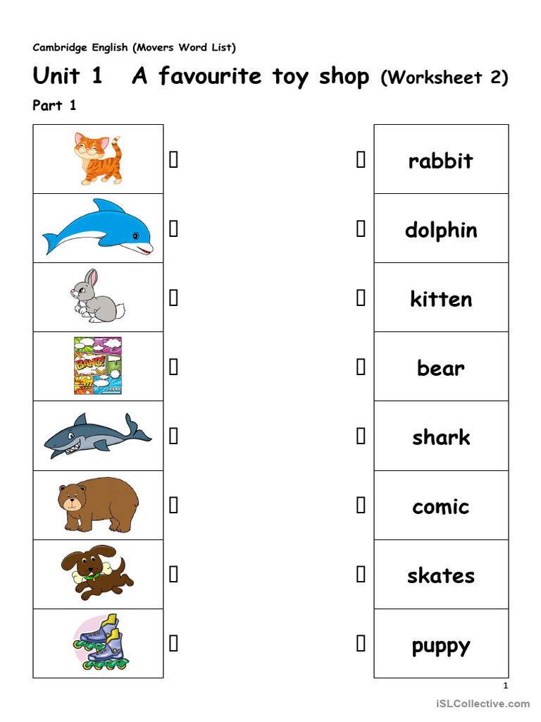Cambridge Movers Word List Activities | PDF