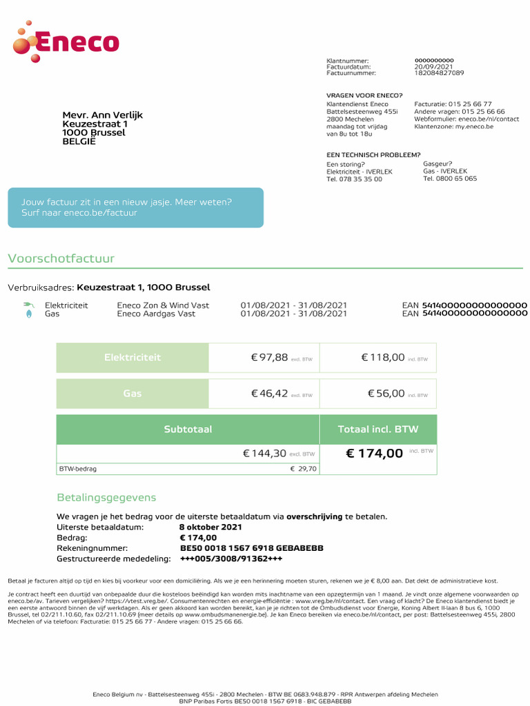 ENECO Factuur NL Acompte Dual | PDF