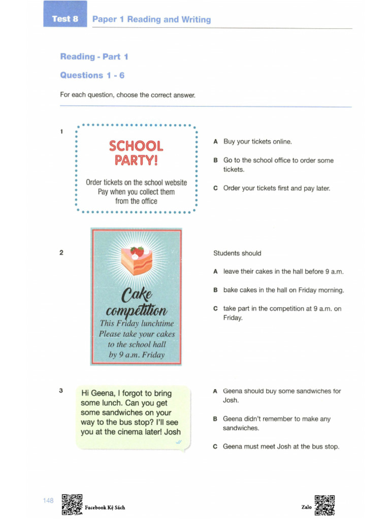 Reading+ Listening A2 - Test 8 | PDF