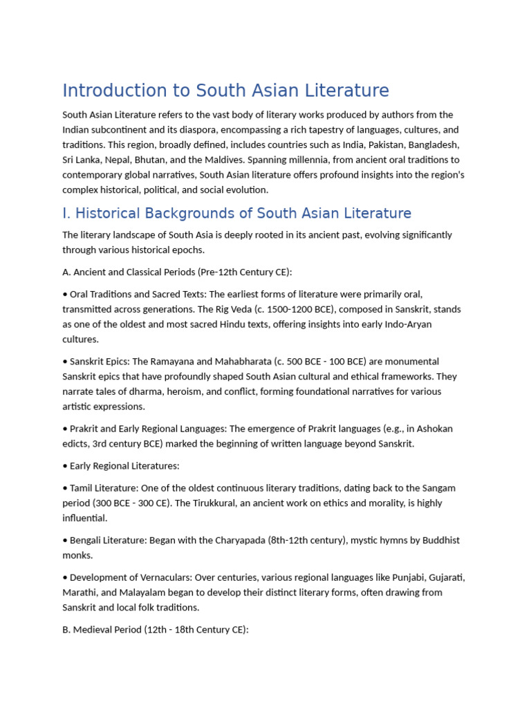 Overview of South Asian Literature | PDF | Sanskrit | South Asia