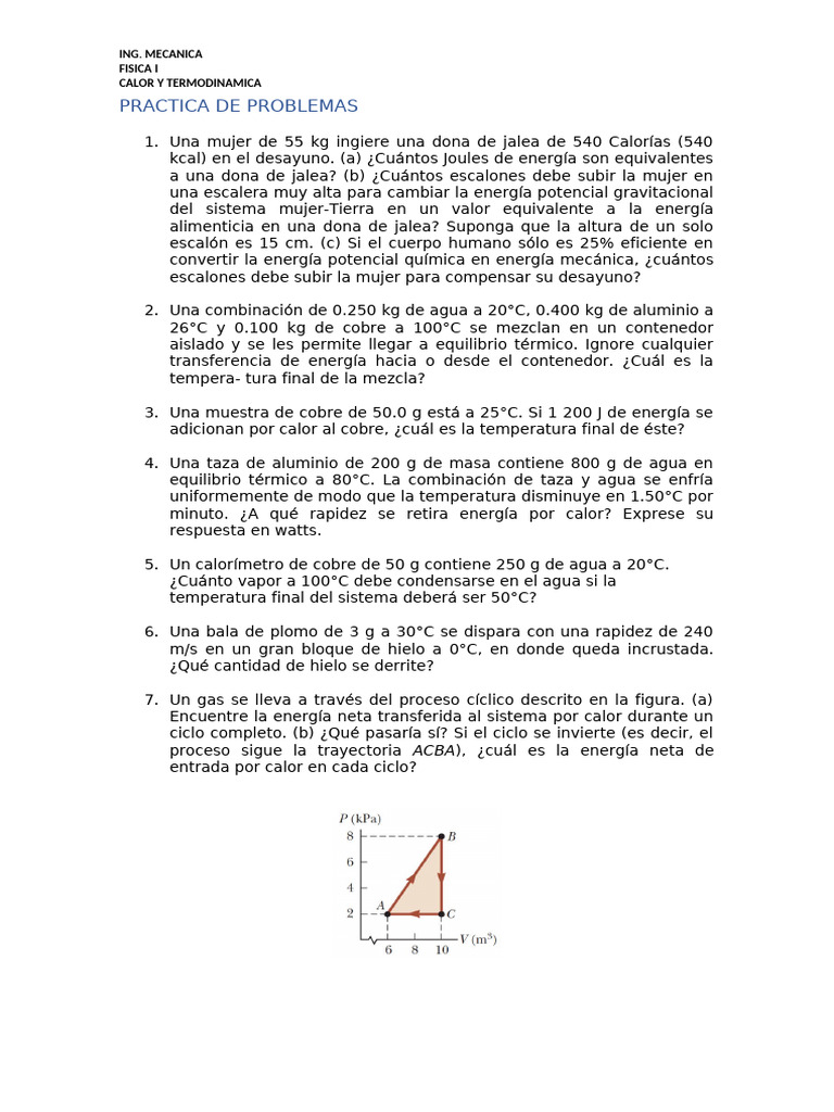 Practica de Problemas Ing - Meca 2025 | PDF | Calor | Gases