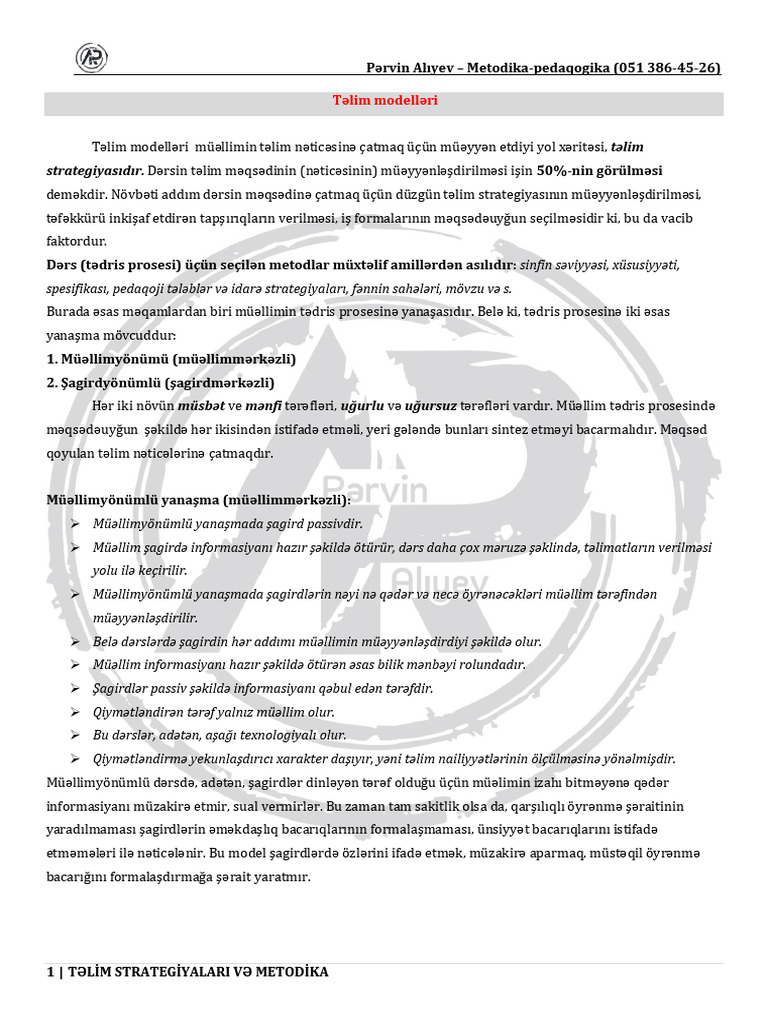 Təlim Modelləri, Edqar Deyl Pramidası | PDF