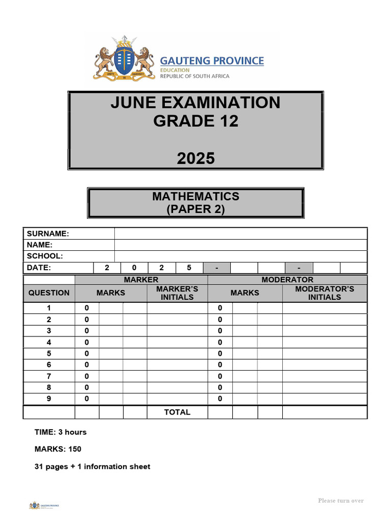 GR 12 Mathematics P2 Eng - x5 | PDF | Circle | Cartesian Coordinate System