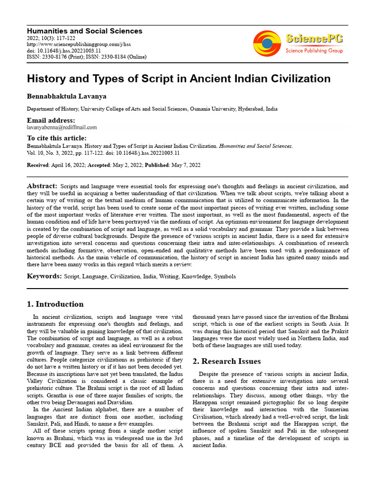 History and Types of Script in Ancient Indian Civi | PDF | Sanskrit ...