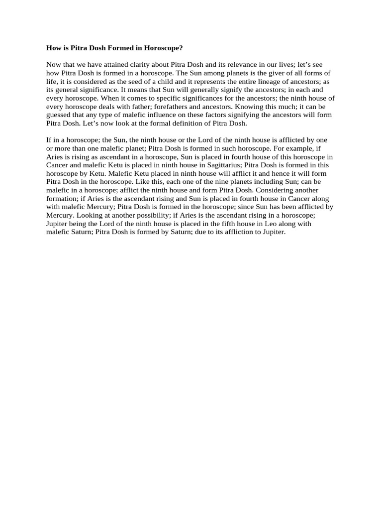 Pitru Dosha | PDF