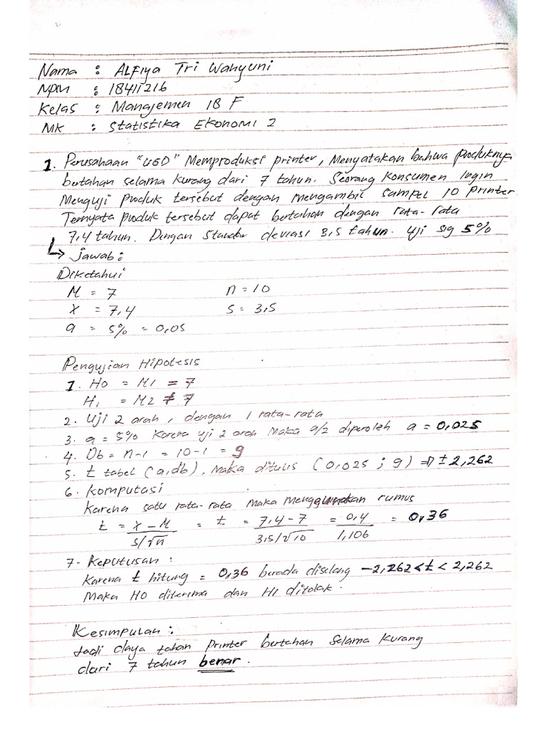 Indah Suryani 18411212 MNJ18F UJI T | PDF