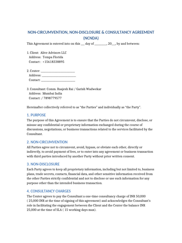 NCNDA Agreement Client Center Consultant | PDF | Non Disclosure ...